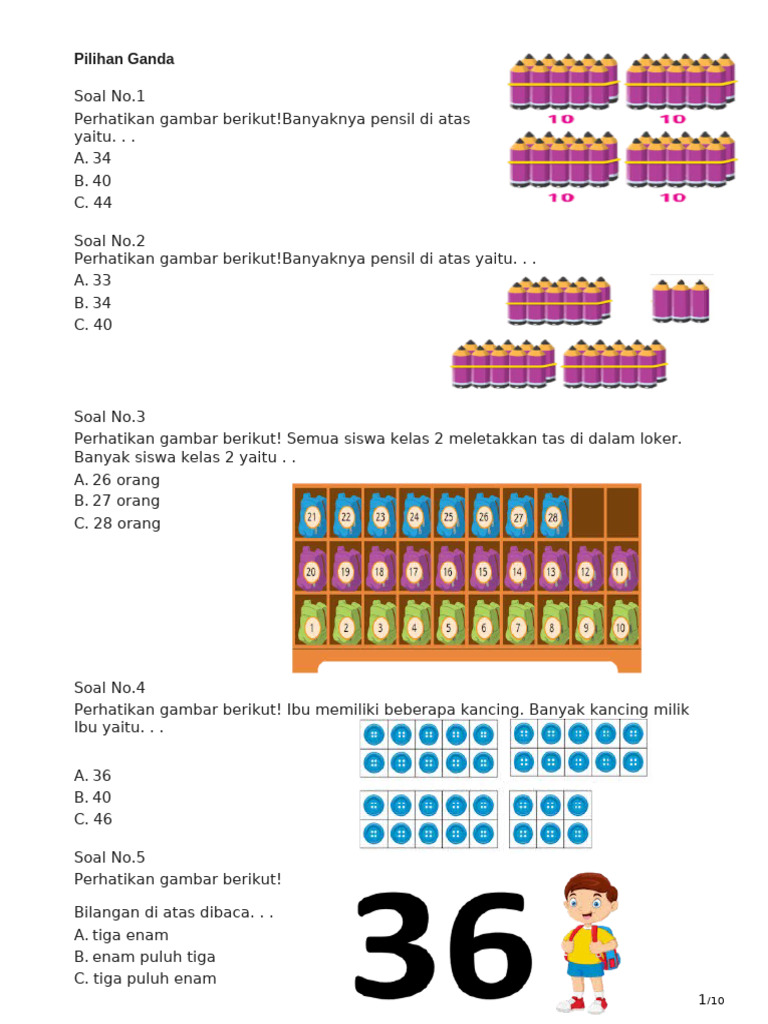 Soal Matematika Kelas 2 Ayo Membilang Sampai Dengan 50 | PDF