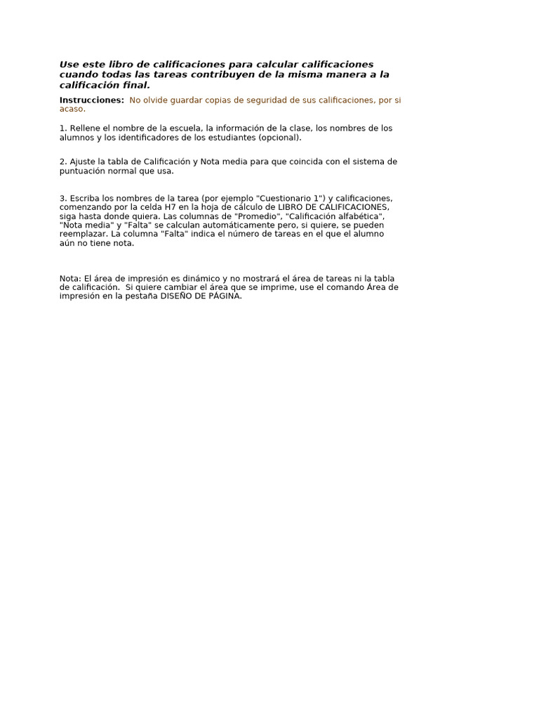 Libro de Calificaciones Del Profesor Basado en Promedios | PDF