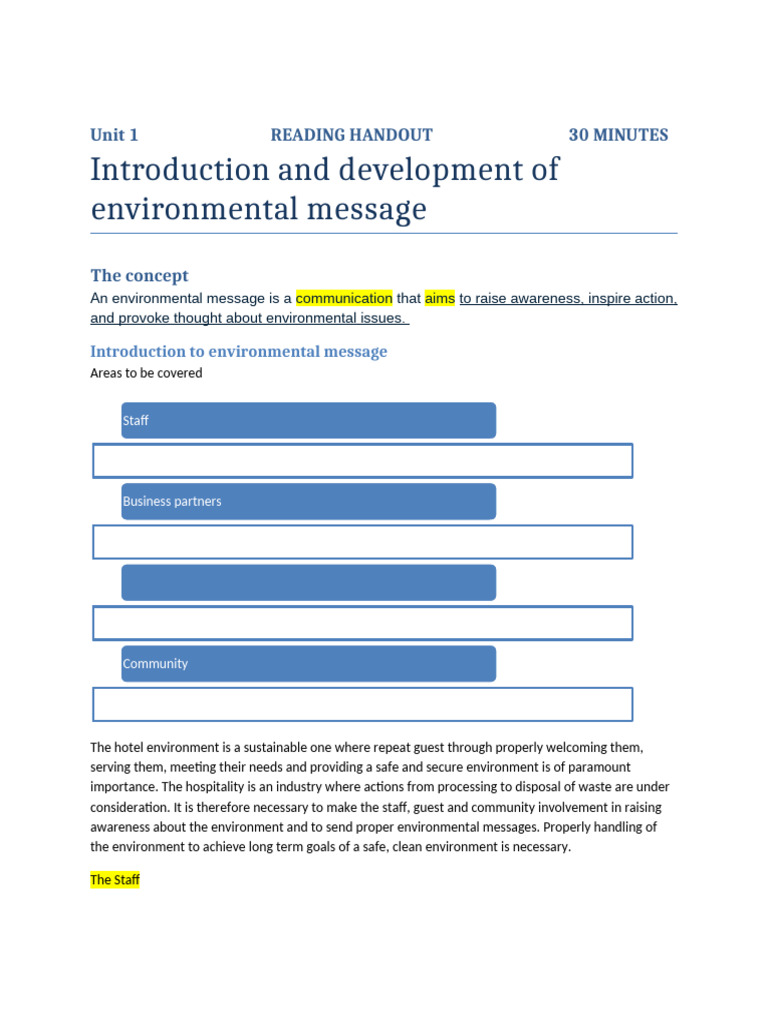 unit 1-Handout EVS | PDF | Reuse | Waste