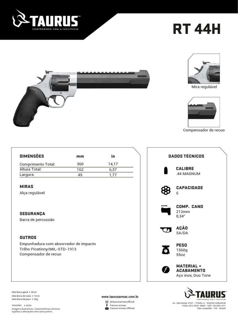 Revólver Taurus44 .44 m a g n u m Dual Tone | PDF | Design de armas ...