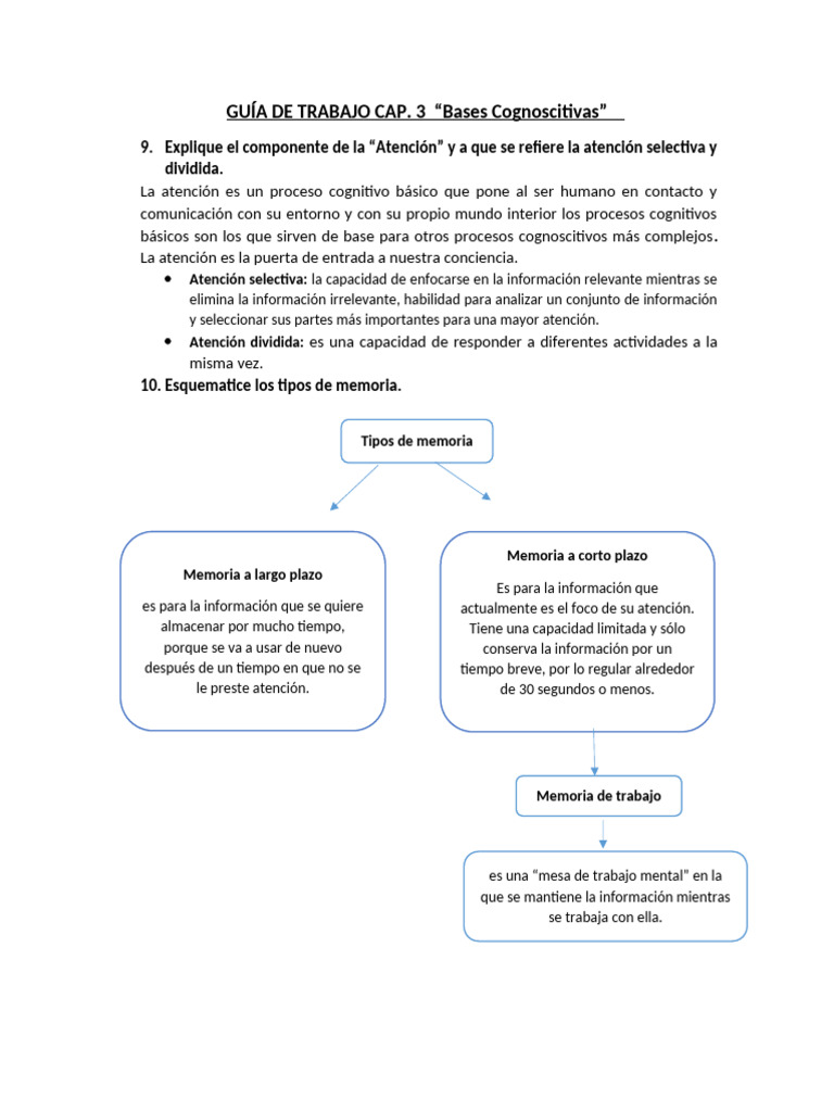 Guia Cap. 3 | PDF | Atención | Memoria