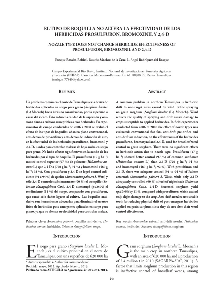 El Tipo de Boquilla No Altera La Efectividad de Los Herbicidas ...
