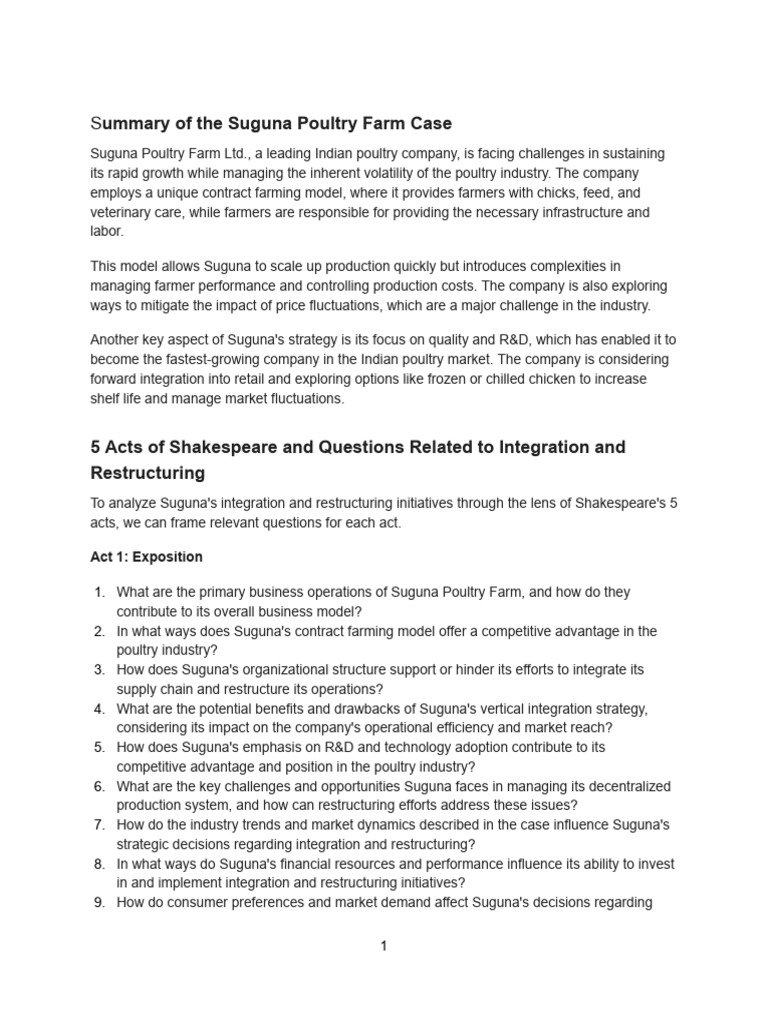 Suguna Poultry's Contract Farming Model | PDF | Supply Chain ...