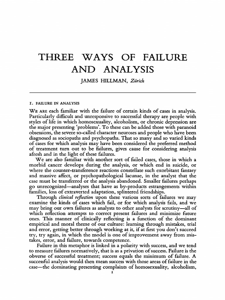 James Hillman - Three Ways of Failure | PDF