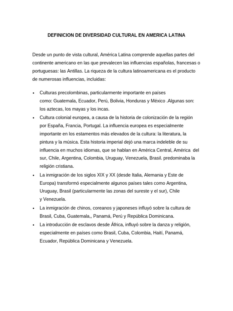 Diversidad Cultural en América Latina | PDF | America latina | Américas