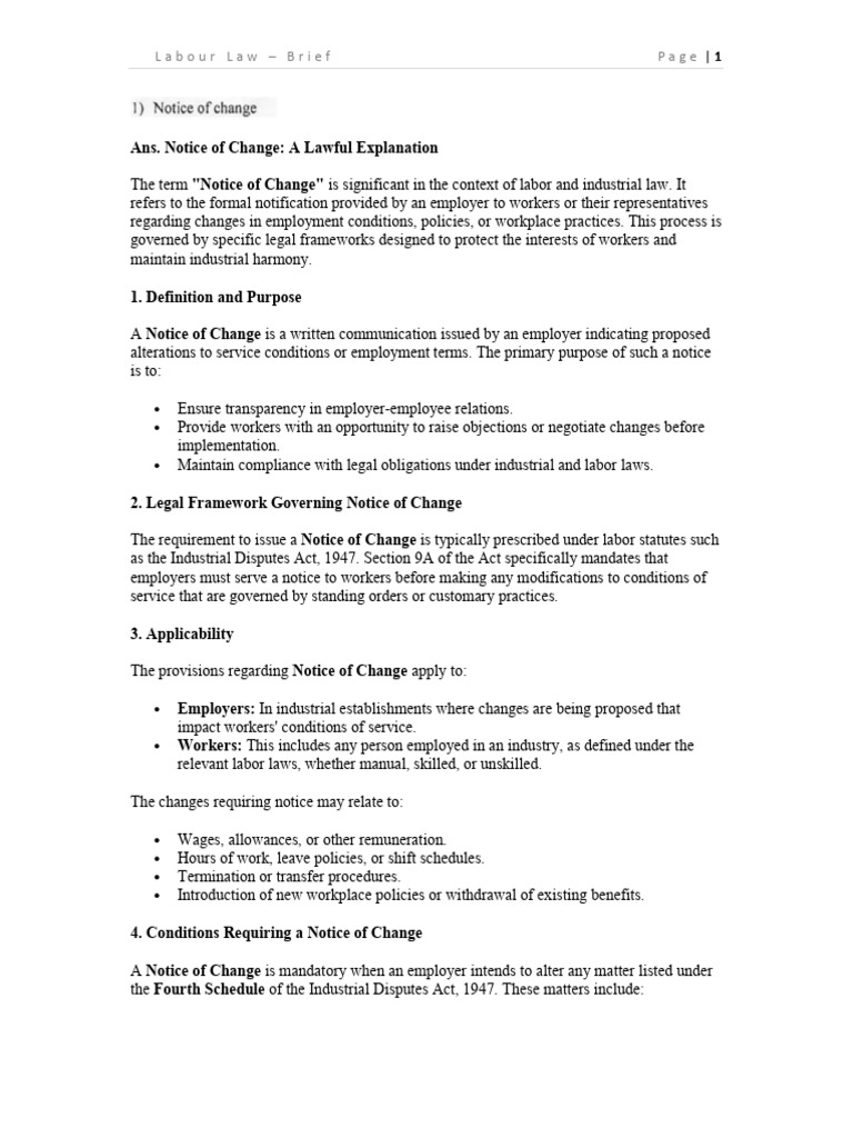 Labour Law -Brief question | PDF | Employment | Labour Law