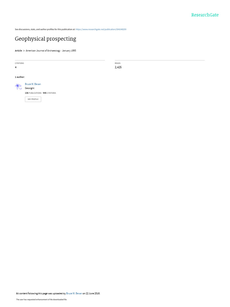 EKRalph | PDF | Geophysical Survey (Archaeology) | Geophysics