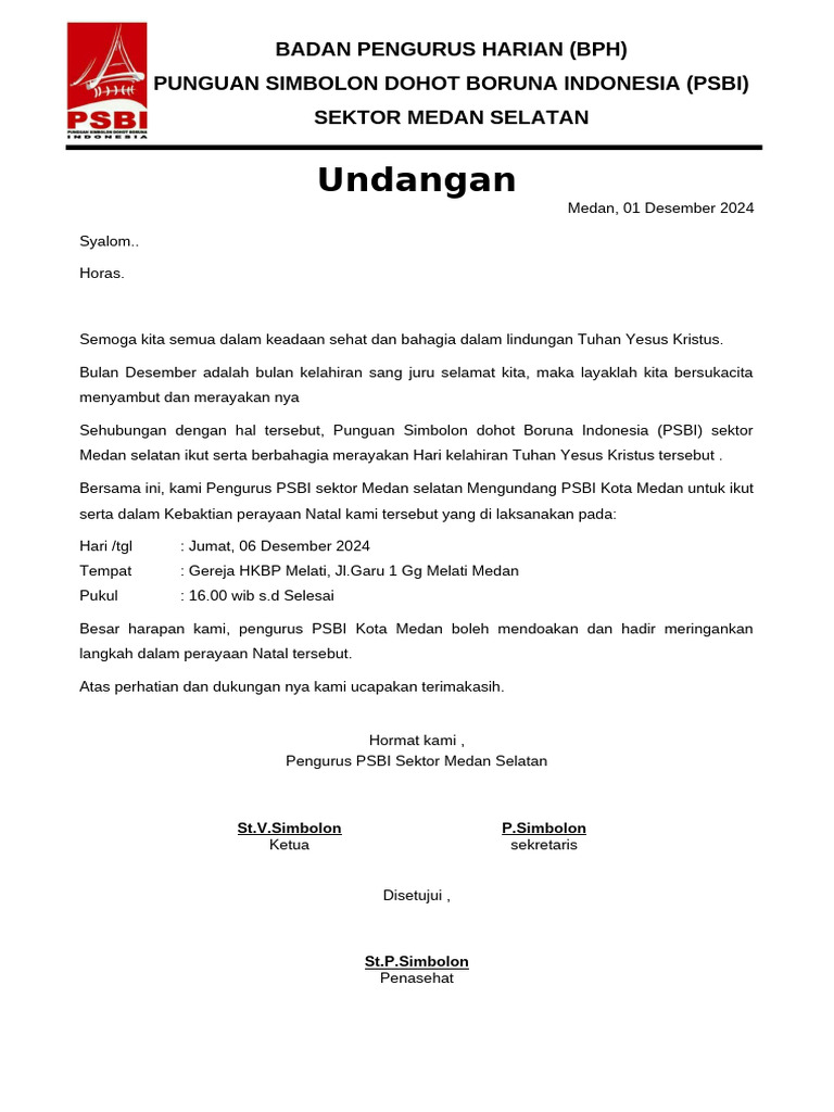 Punguan Simbolon dohot Boruna Indonesia (SBI) | PDF