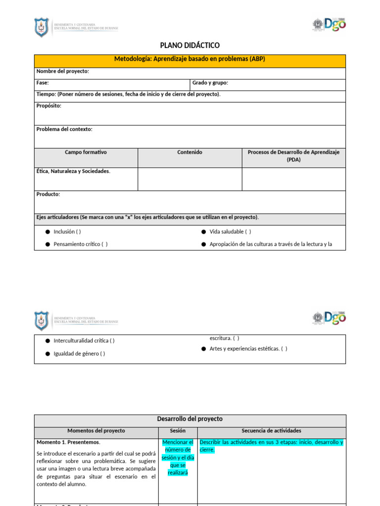 Aprendizaje Basado en Problemas Formato de Planeación | PDF | Aprendizaje | Ciencia cognitiva