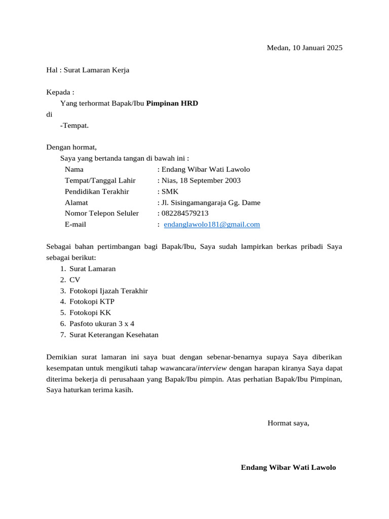 LAMARAN + CV Endang Wibar Wati Lawolo FIX | PDF