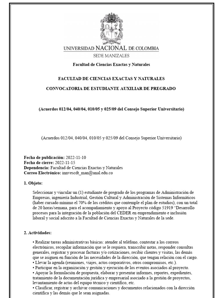 Convocatorias Un | PDF