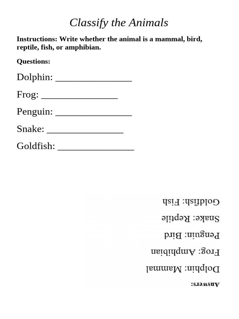 Science - Animal Classification | PDF