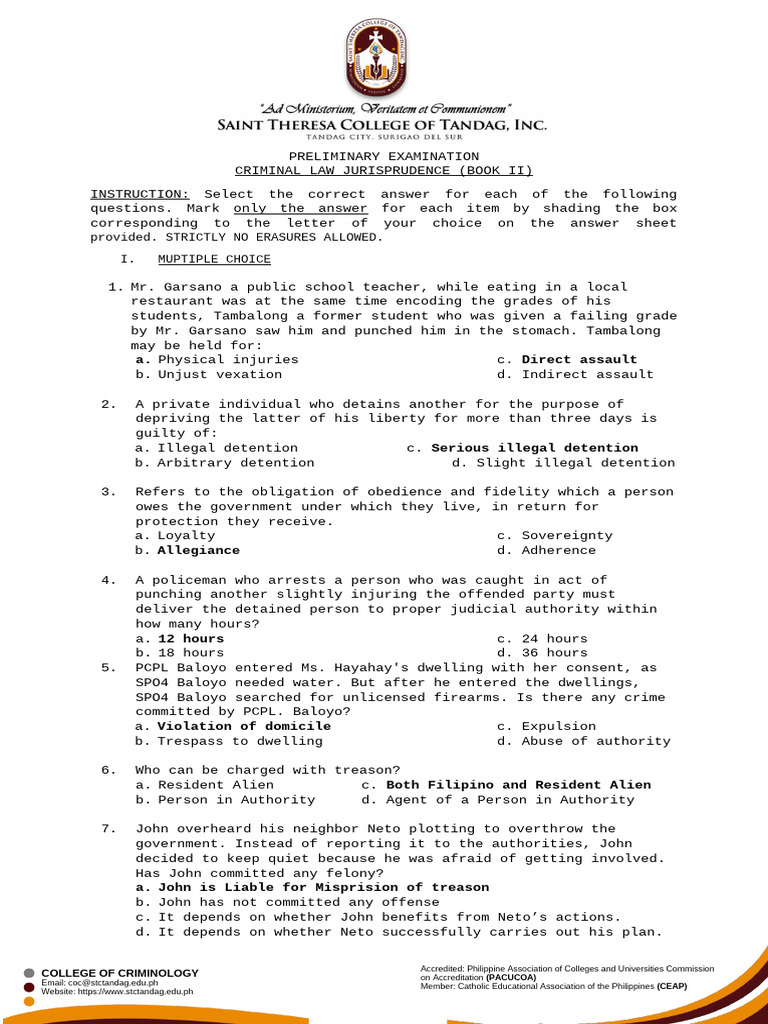 Clj 4 Prelim | PDF | Crimes | Crime & Violence