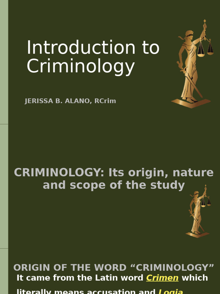 Overview of Criminology Concepts | PDF | Id | Criminology