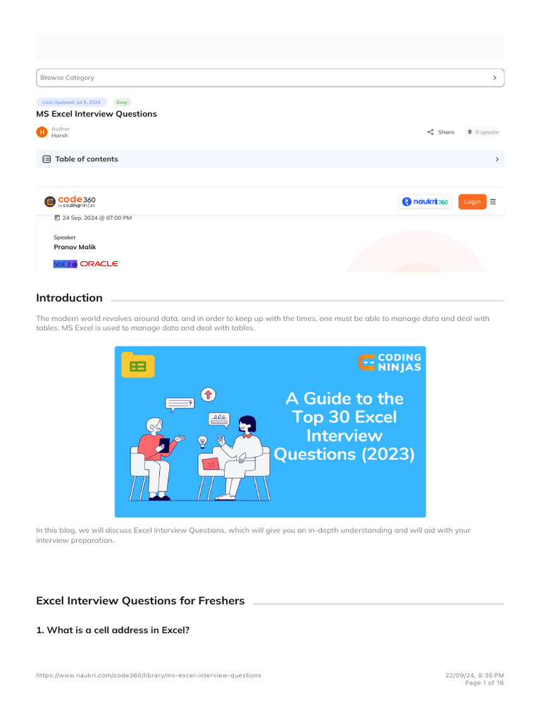 Essential MS Excel Interview Questions | PDF | Microsoft Excel | Visual ...