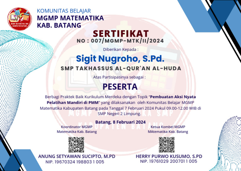 (Buat Banyak 1) Sertifikat Berbagi Praktek Baik Kombel 2024 (7 Feb 24) _4 | PDF