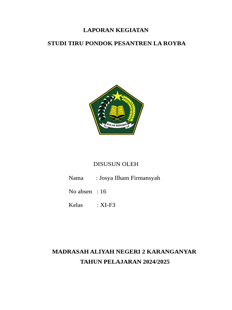 Laporan Studi Tiru Pondok Pesantren La Royba | PDF