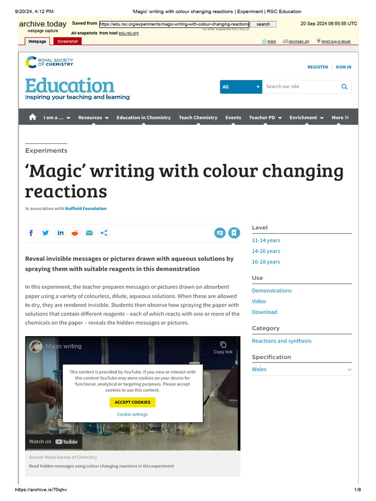 RSC Edu - 'Magic' Writing With Colour Changing Reactions | PDF ...