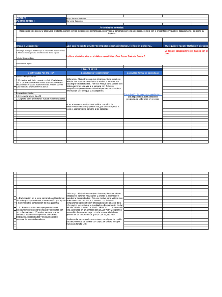 Simulacion Plan de Desarrollo - Formato | PDF | Liderazgo | Aprendizaje