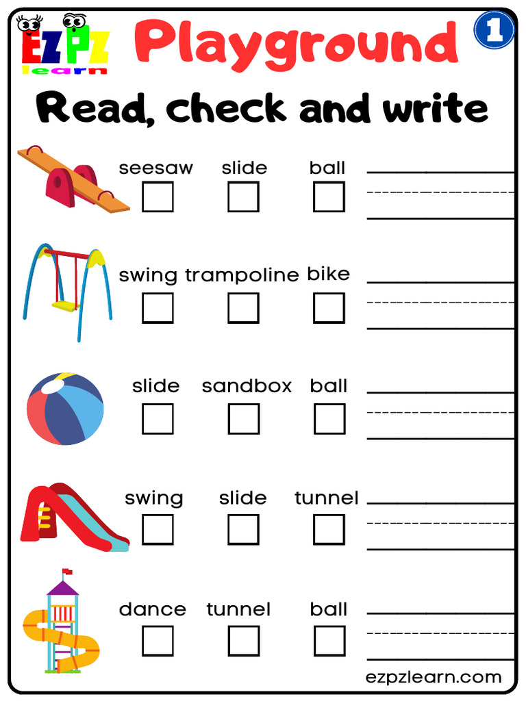 1 Playground Vocab Read Check and Write | PDF