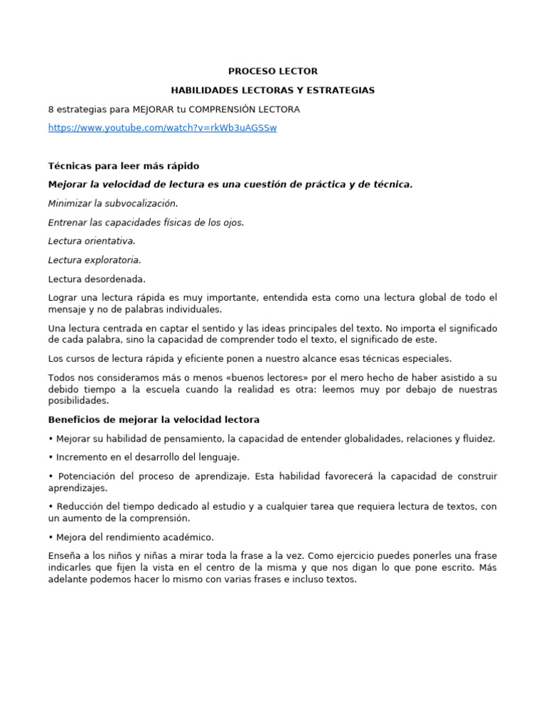 Proceso Lector | PDF