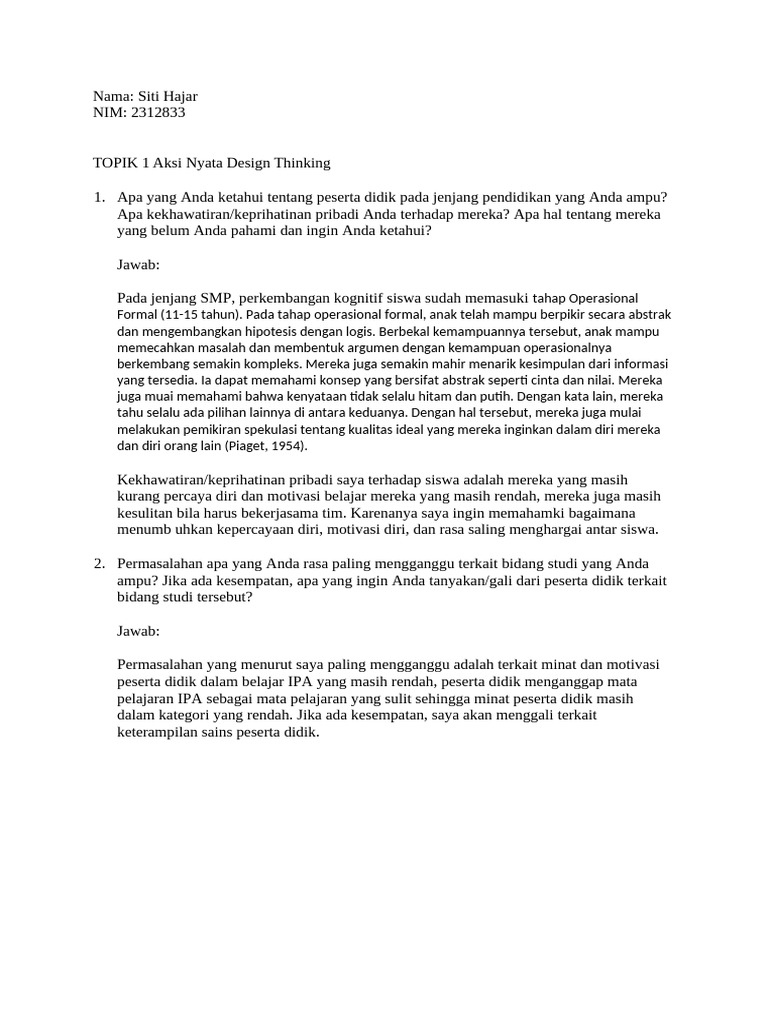 TOPIK 1 Aksi Nyata Design Thinking | PDF