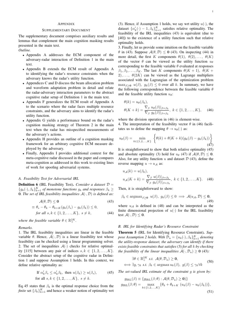 Appendix Metacognitive Radar Masking Cognition From An Inverse Reinforcement Learner | PDF ...