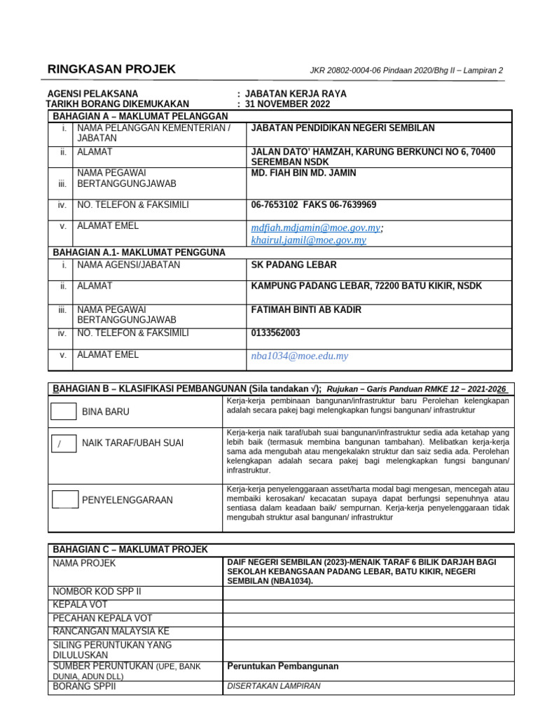 5-Ringkasan Projek SK Padang Lebar | PDF