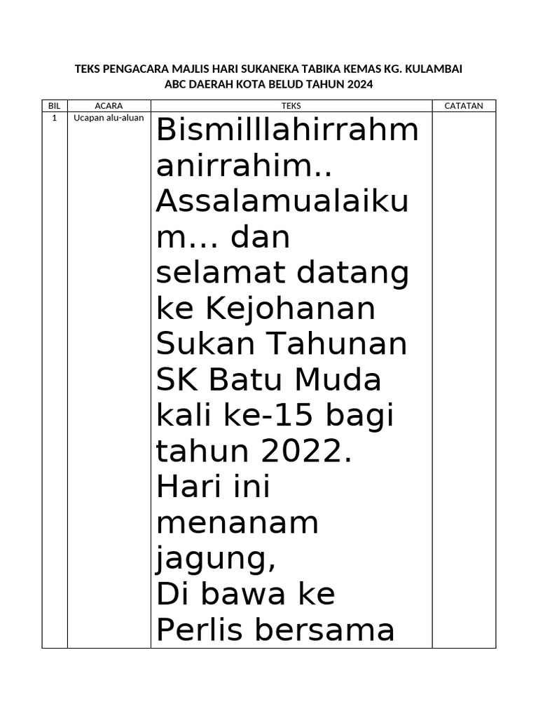 Hari Sukaneka Tabika KEMAS 2024 | PDF