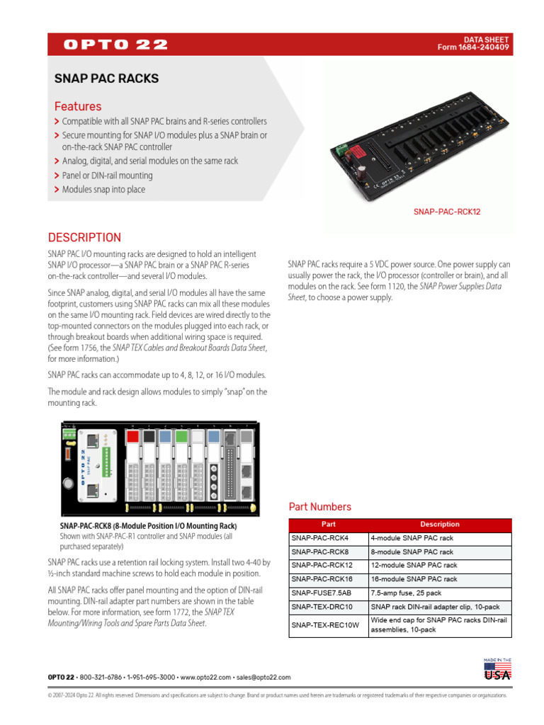 1684 SNAP PAC Racks Data Sheet | PDF | Computing | Computer Engineering