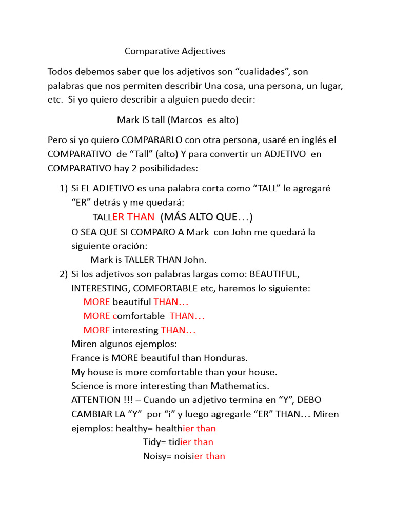 Comparative Adjectives PDF | PDF