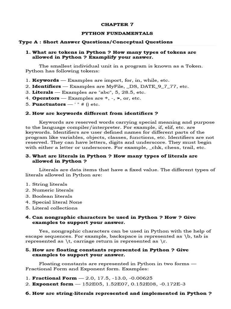 CHAPTER 7 Python Fundamentals-1 | PDF | Parameter (Computer Programming) | Reserved Word