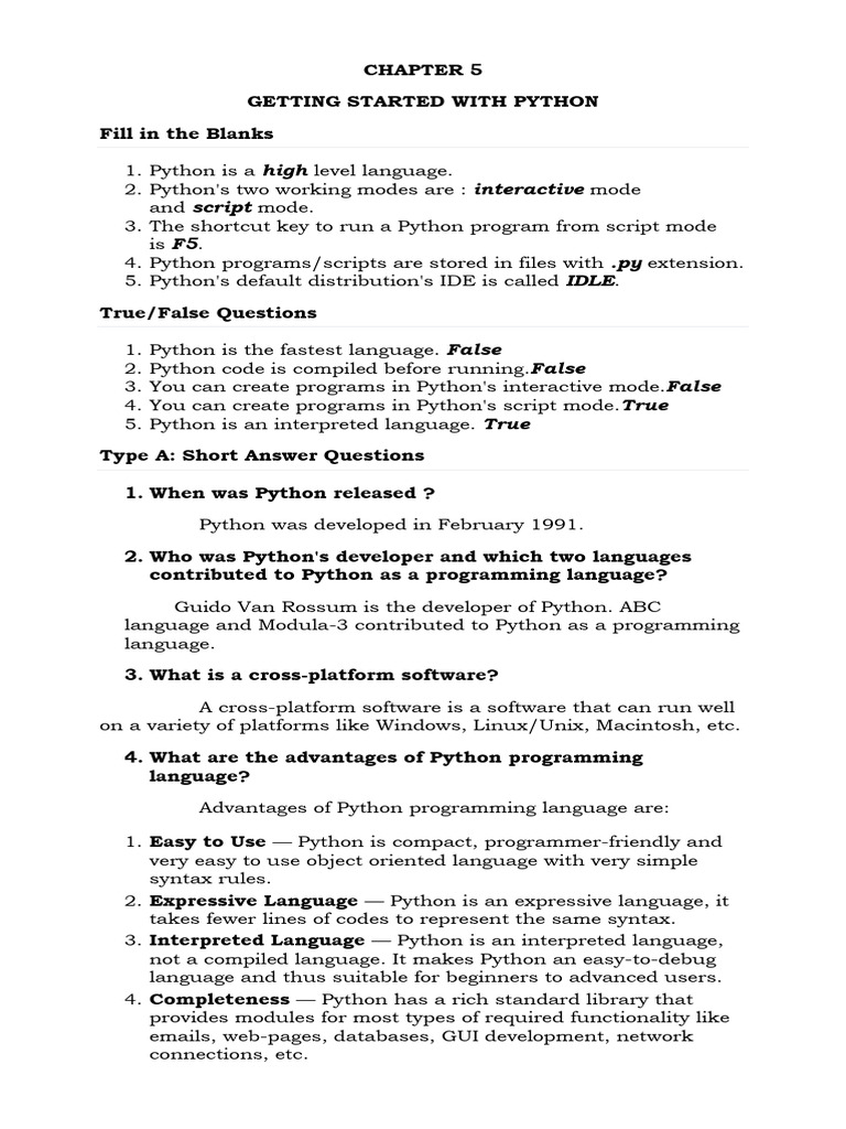 Chapter 5 Getting Started With Python | PDF | Python (Programming ... Chapter 5 Getting Started With Python | PDF | Python (Programming ...