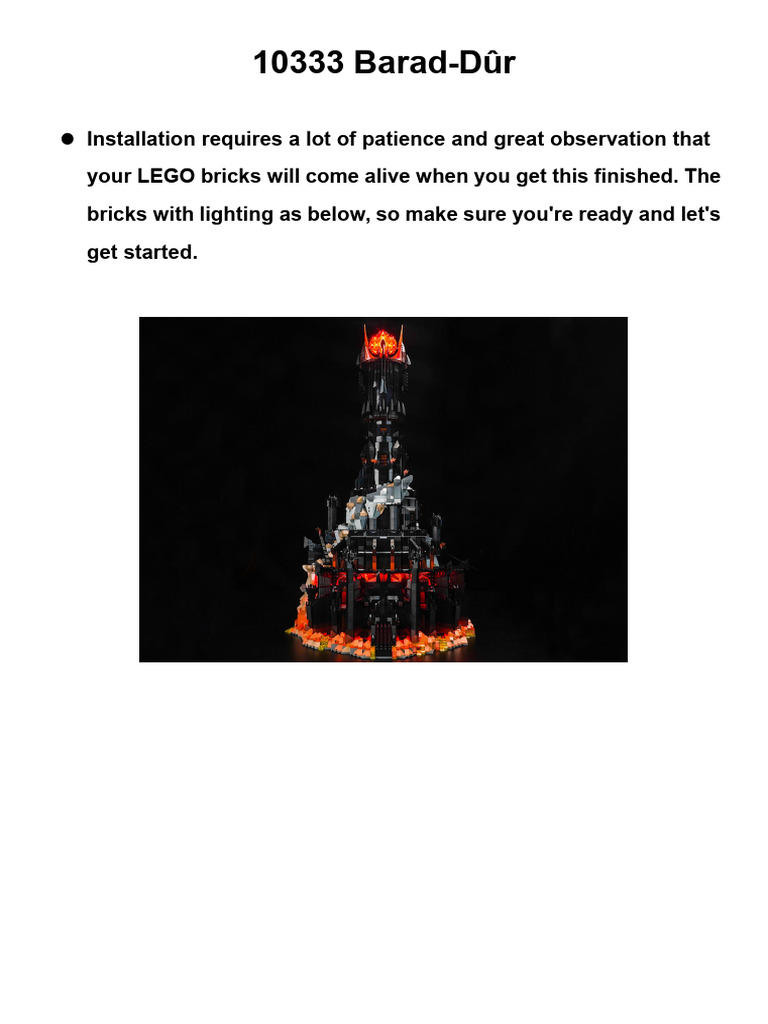 LEGO Barad-Dûr Lighting Installation Guide | PDF | Electrical Connector ...