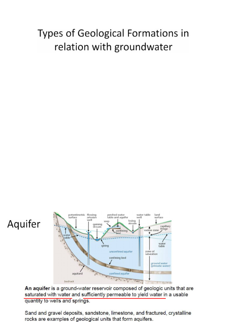 Lecture-2 Geological Formations and Aquifer Properties | PDF | Aquifer | Porosity