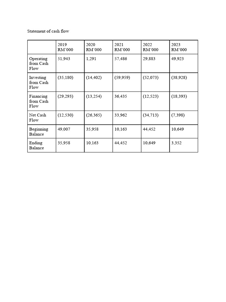 Annual Cash Flow Statement Analysis | PDF