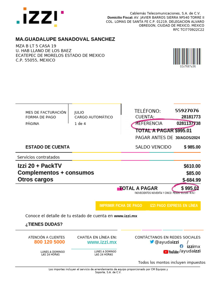 Comprobante Izzi | PDF | México