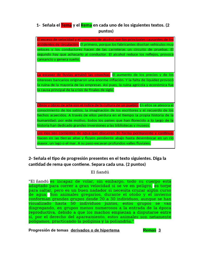 Tema y El Rema en Un Textos. P2 | PDF | Aves
