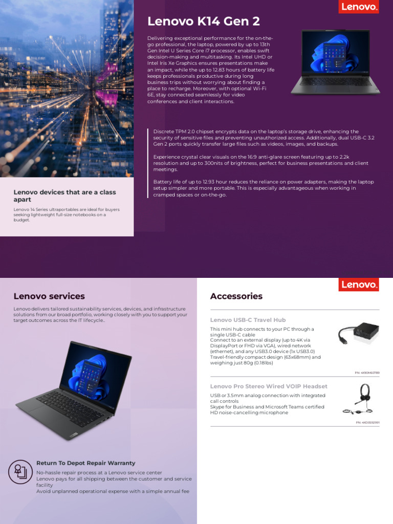 Lenovo K14 Gen 2 | PDF | Laptop | Personal Computers