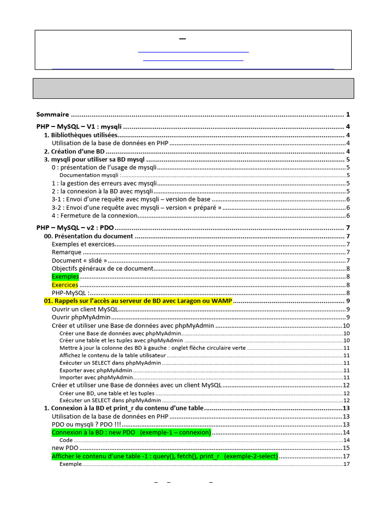 Guide Complet PHP-MySQL | PDF | Classe (informatique) | MySQL