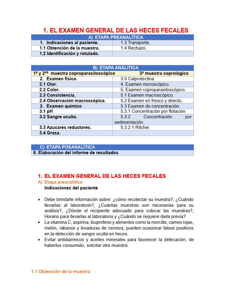 El Examen General de Las Heces Fecales | PDF | Heces | gordo
