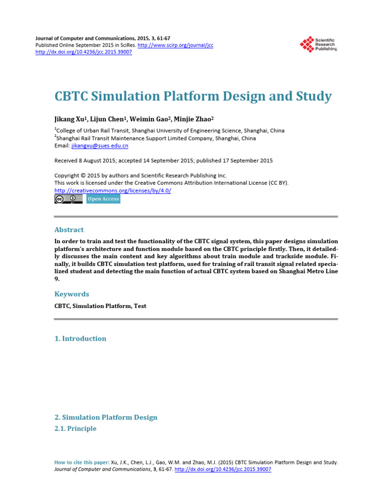 CBTC Simulation Platform Design and Study | PDF | Reliability ...