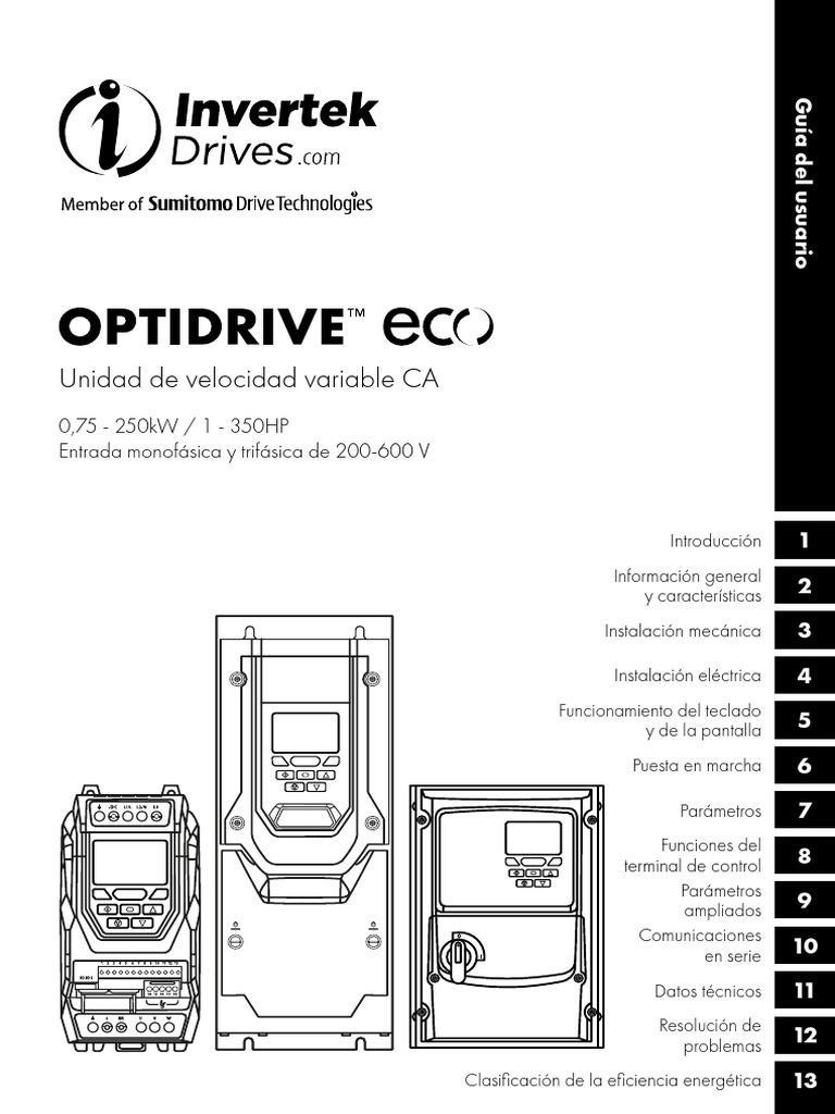 Invertek Optidrive Eco Esp Manual | PDF | Diseño | Ingeniería Informática