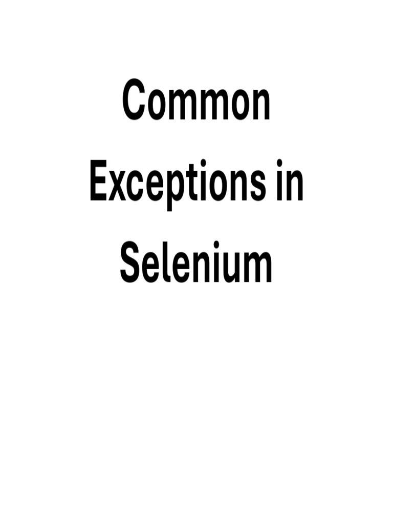 Common Exceptions in Selenium | PDF