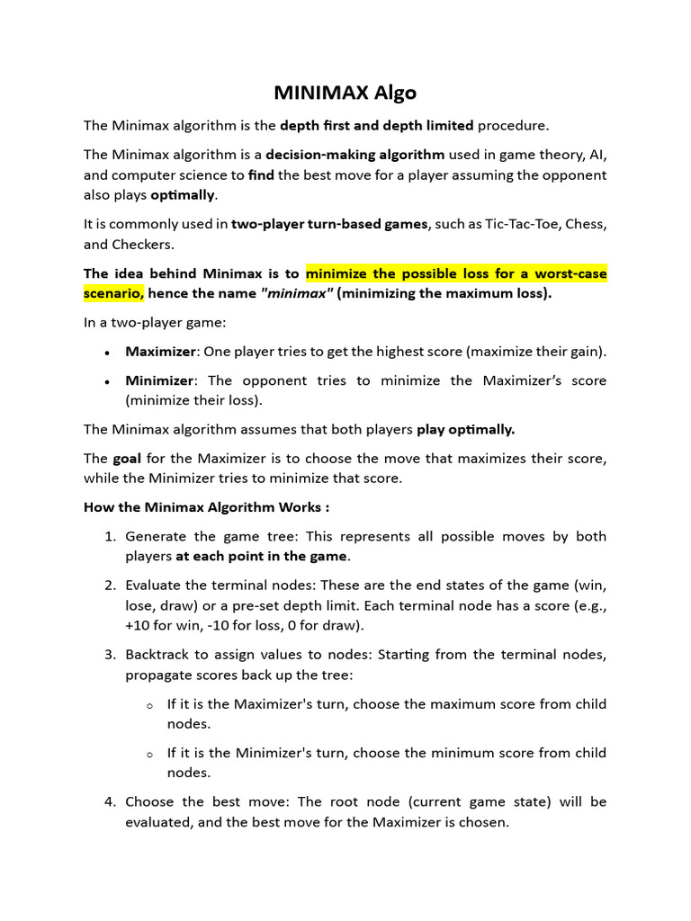 Minimax and Alph Beta Pruning | PDF | Game Theory | Economics Of ...