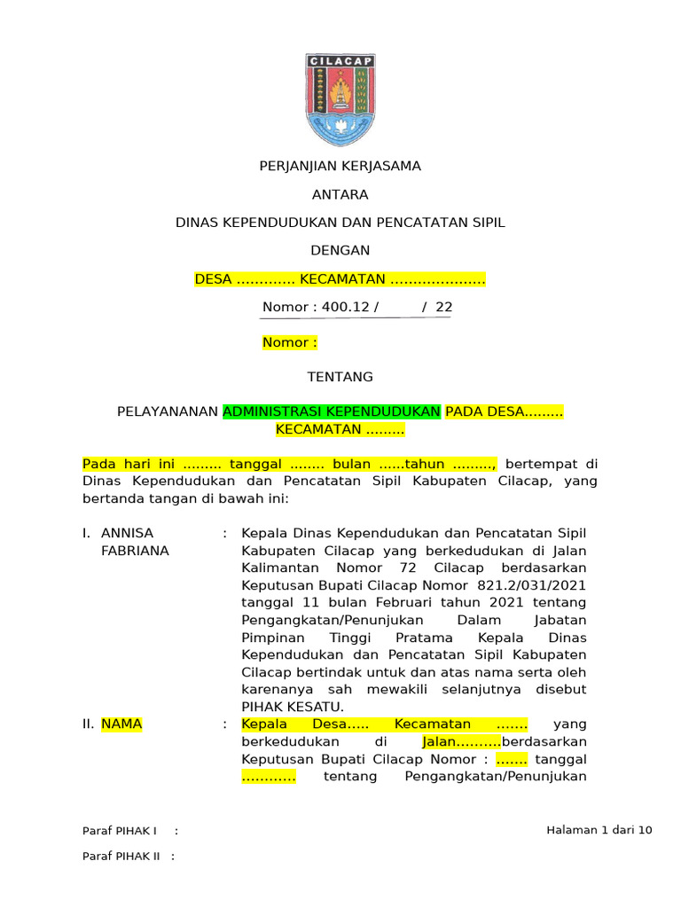 Template PKS DESA | PDF