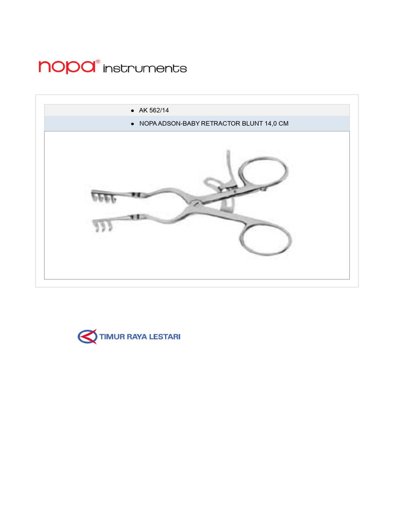 Brosur NOPA Adson-Baby Retractor Blunt 14,0 CM (AK 562-14) | PDF