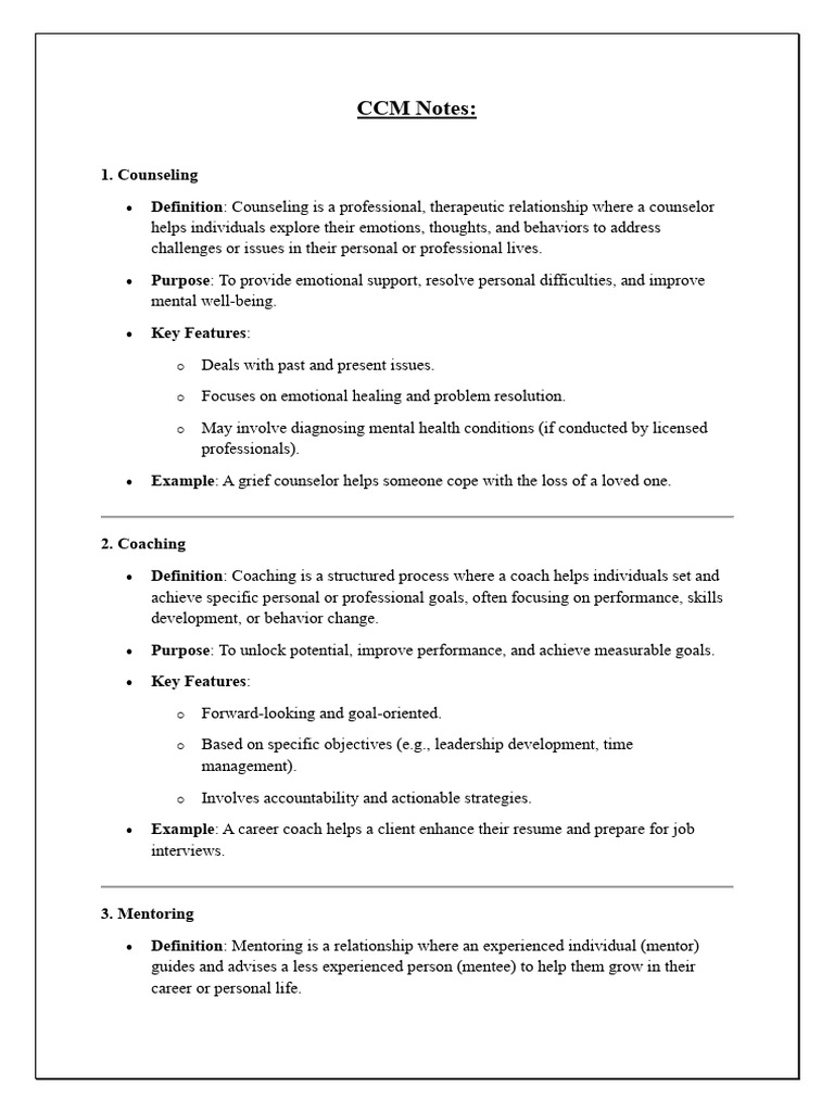 CCM Notes | PDF | Mentorship | Goal
