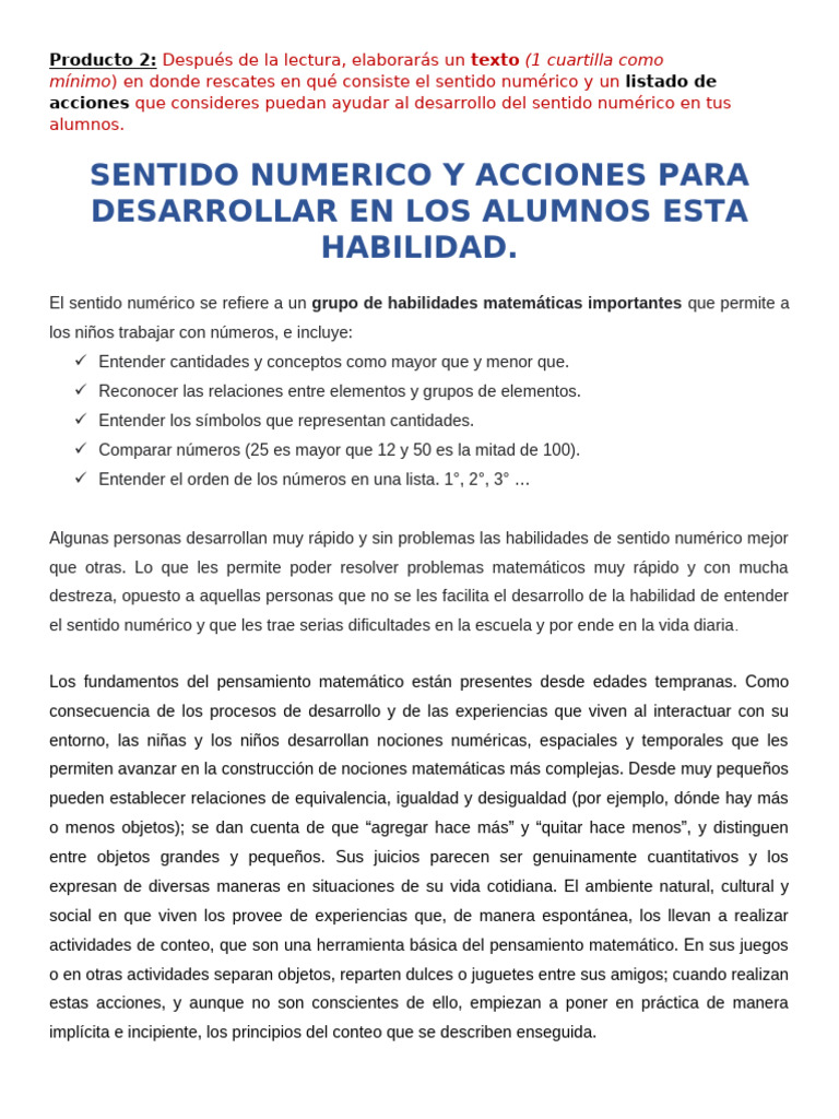 Desarrollo del Sentido Numérico en Niños | PDF | Pensamiento | Matemáticas