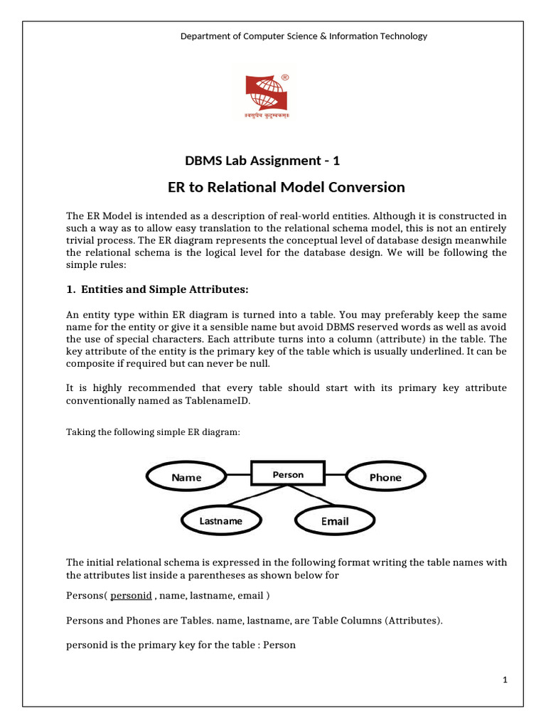 DBMS Lab Assignment 1 - ER Diagram | PDF | Relational Model | Databases